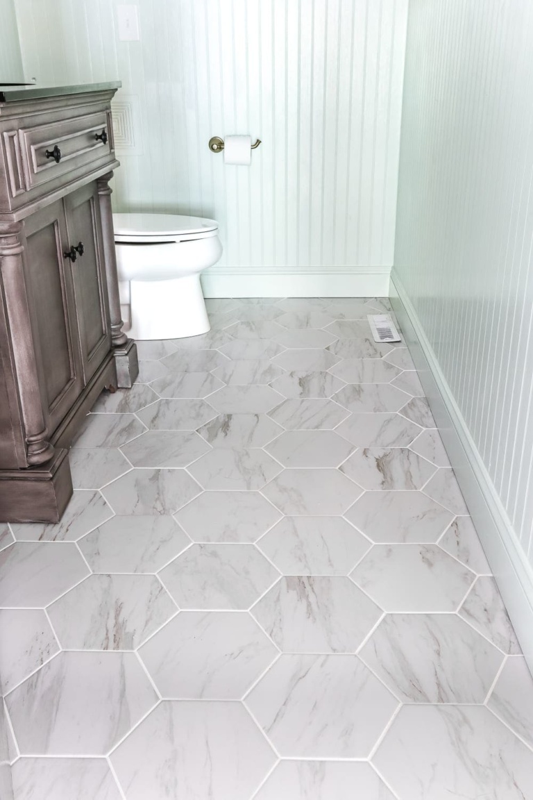 Aqua Meets Urban Powder Room Reveal - Bless'er House
