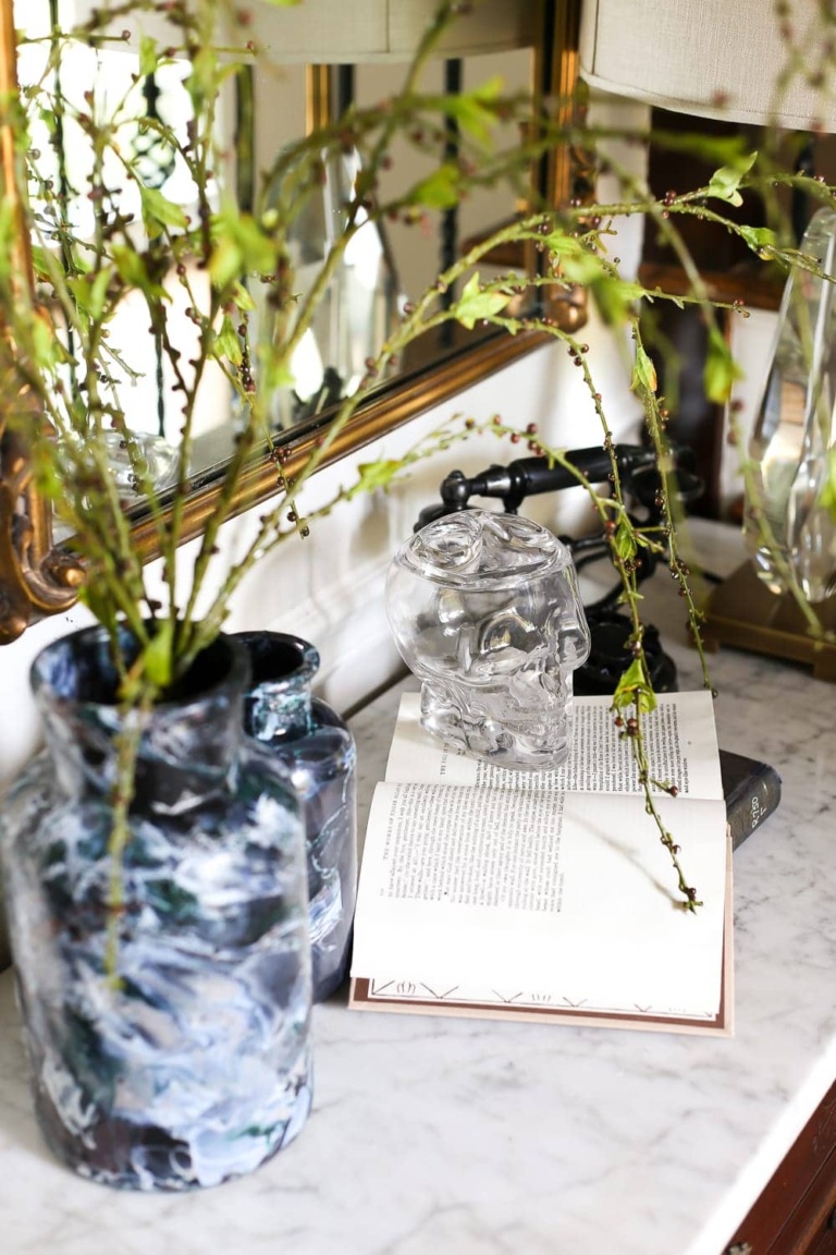 DIY Marbled Vases and Halloween Entryway - Bless'er House