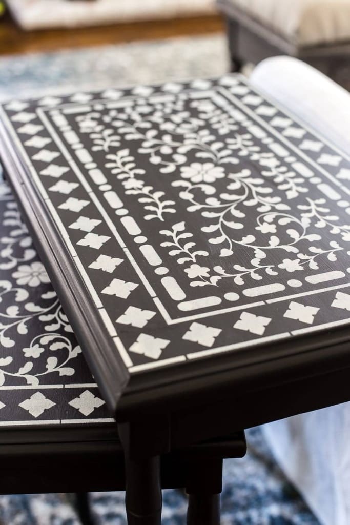 Faux Bone Inlay Nesting Tables Makeover - Bless'er House