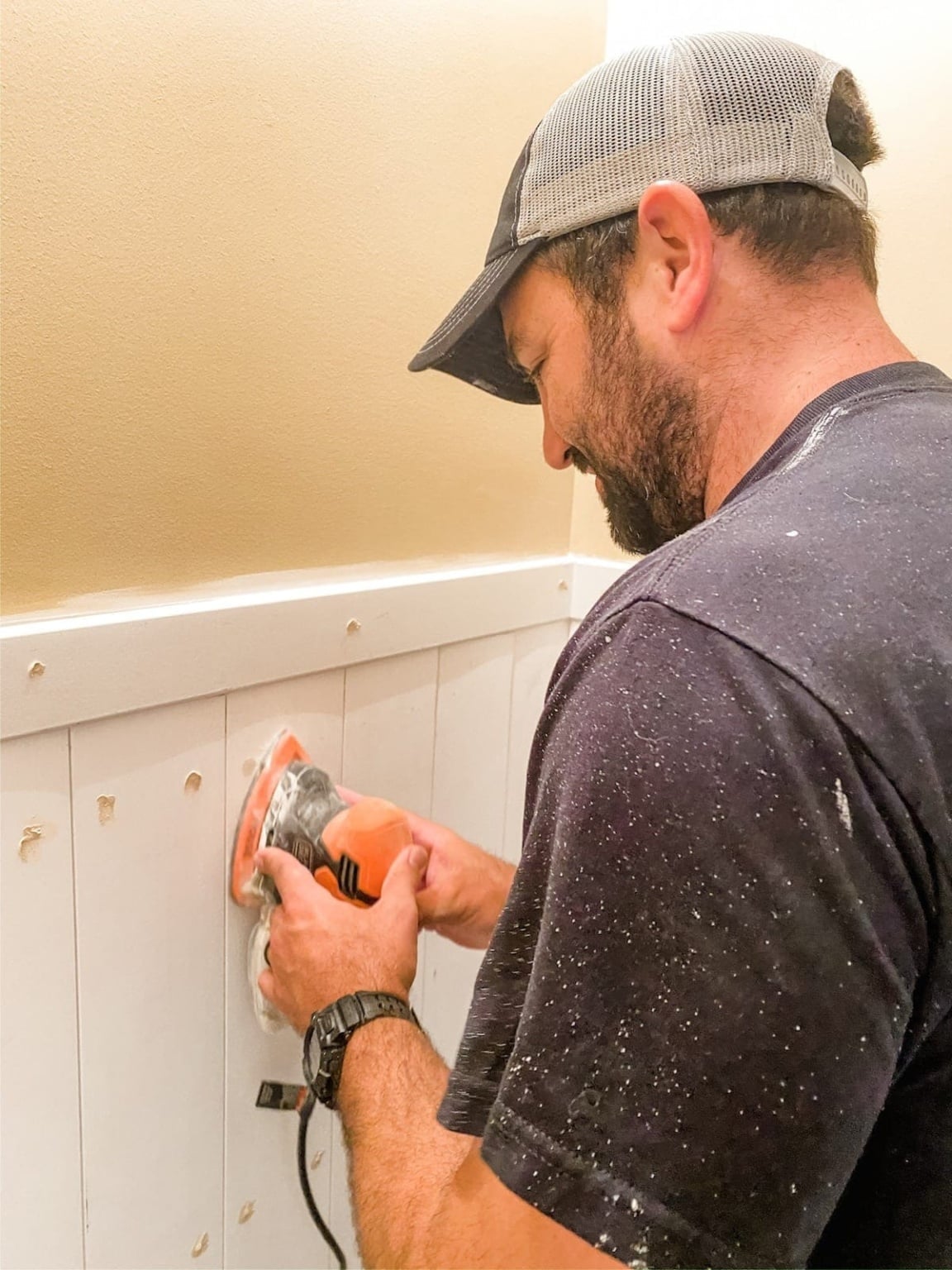 Easy DIY Vertical Shiplap Wainscoting in a Bathroom - Bless'er House
