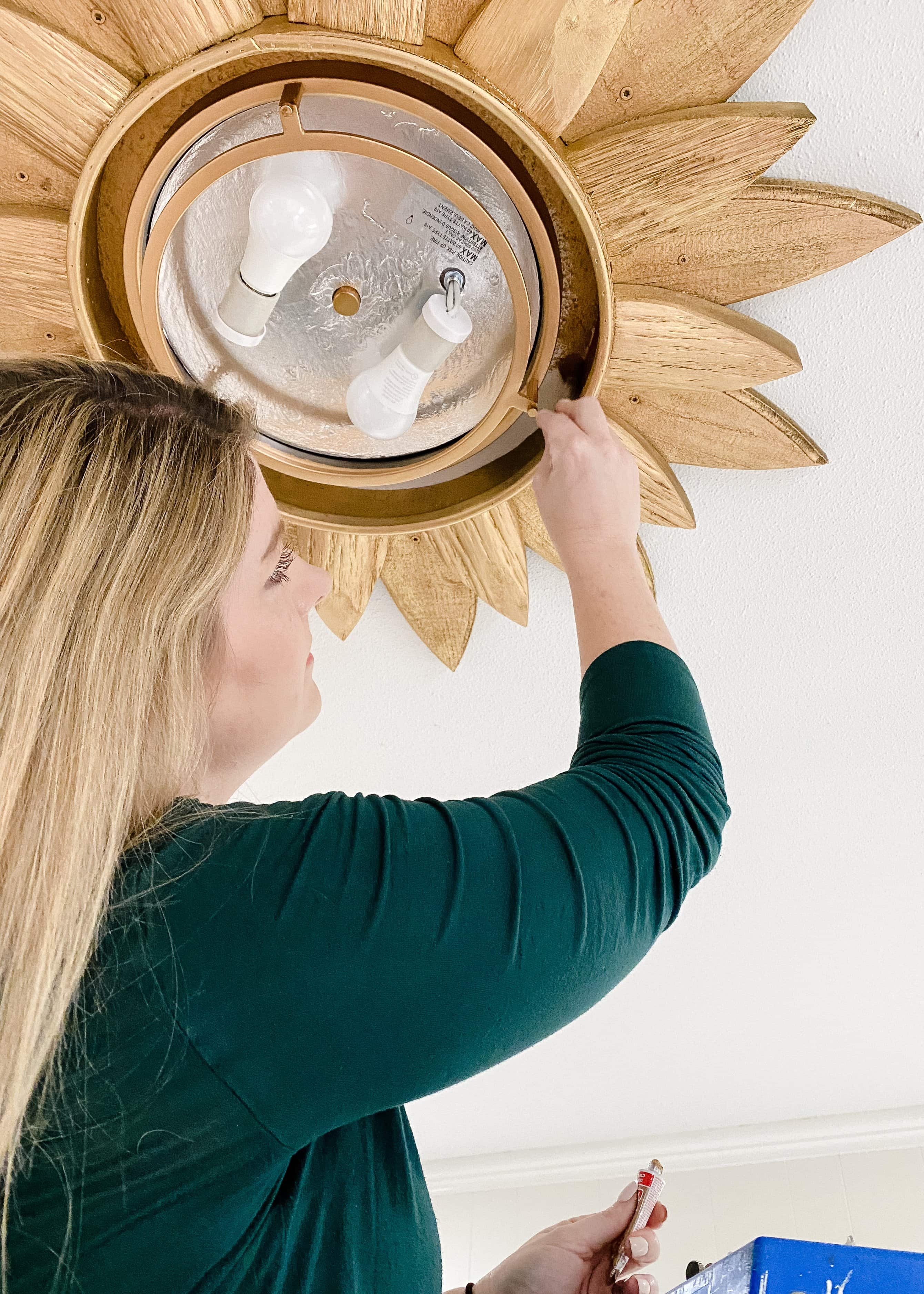 DIY Light Fixture Made from a Repurposed Sunburst Mirror - Bless'er House