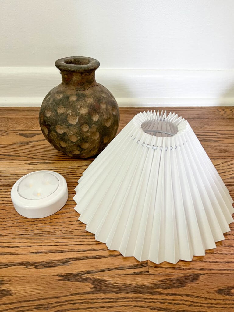Cordless DIY Mini Lamp Using a Thrifted Terracotta Vase - Bless'er House