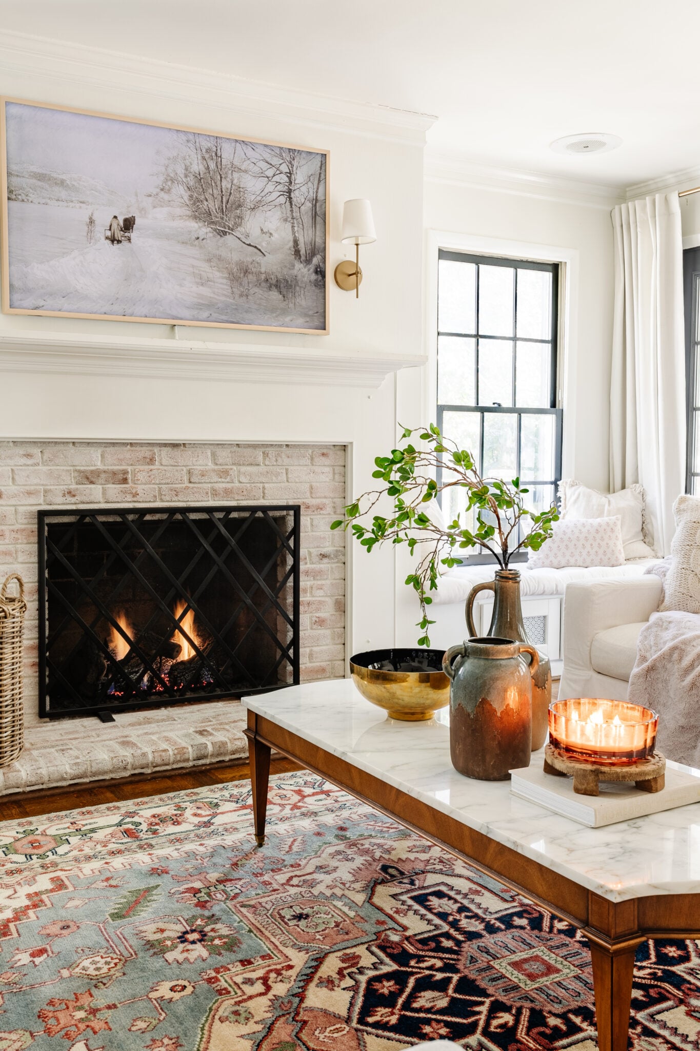 DIY Lime Washed Brick Fireplace - Easy Tutorial - Bless'er House